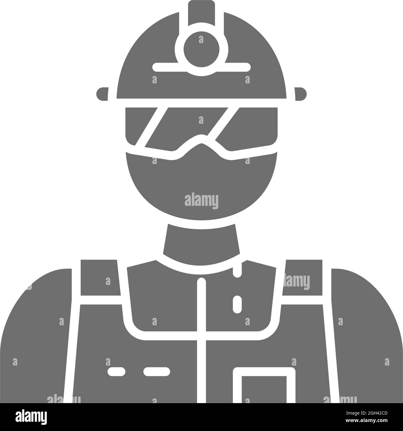 Industrial worker, engineer, builder, miner grey icon Stock Vector ...