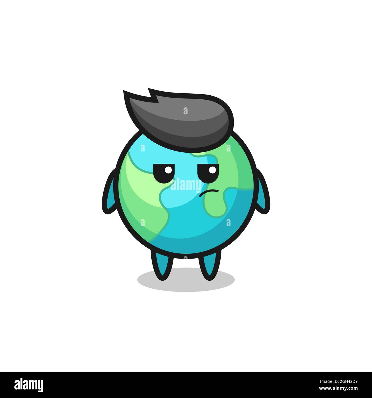 cute earth character with suspicious expression , cute style design for ...