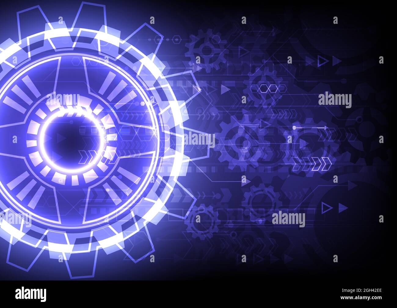 Infographic speed arrow. Futuristic Sci-Fi glowing HUD gear. Abstract ...