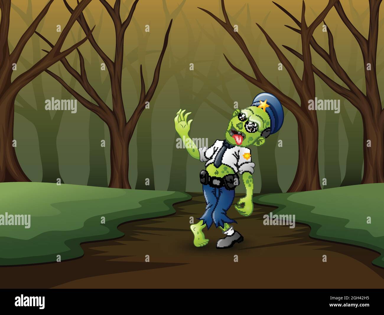 Spooky zombies walk in the forest Stock Vector Image & Art - Alamy