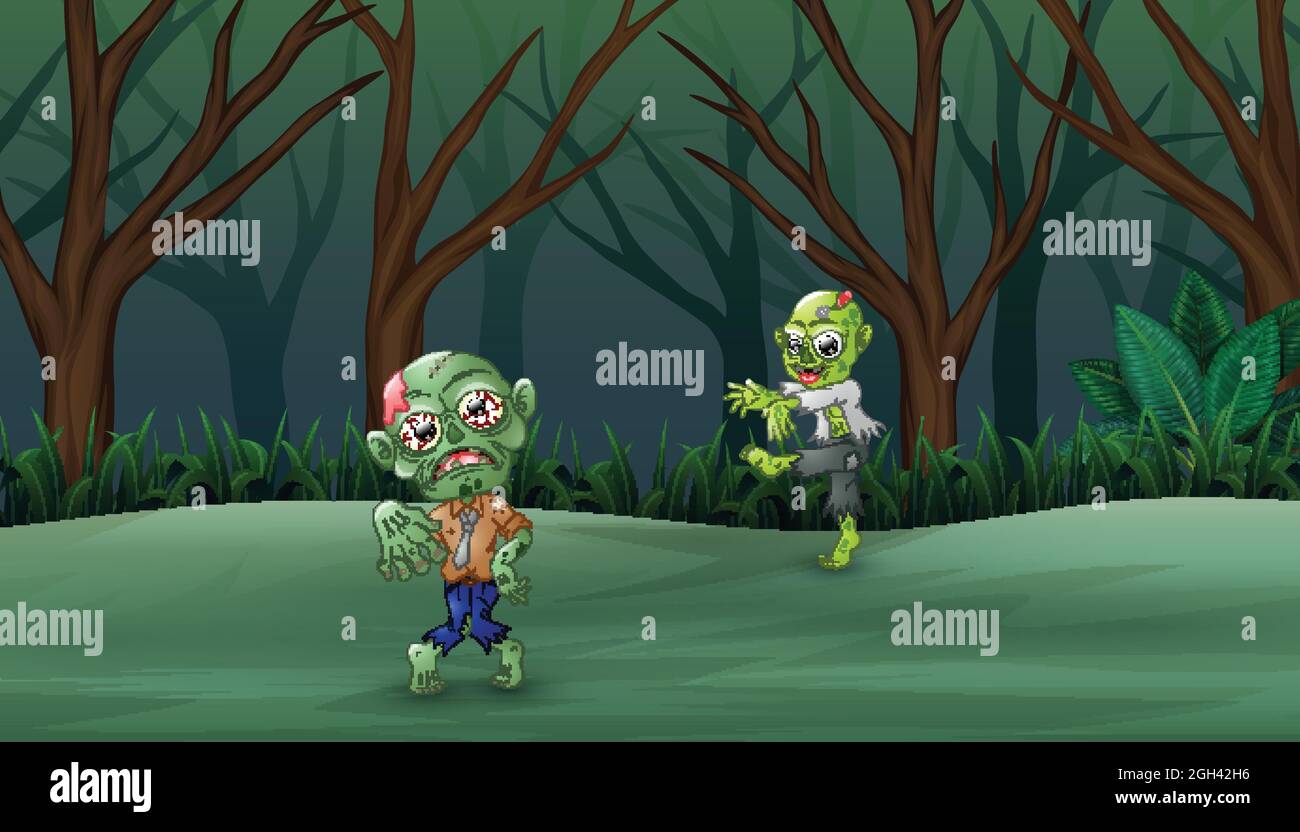 Creepy zombies walking in the forest Stock Vector Image & Art - Alamy