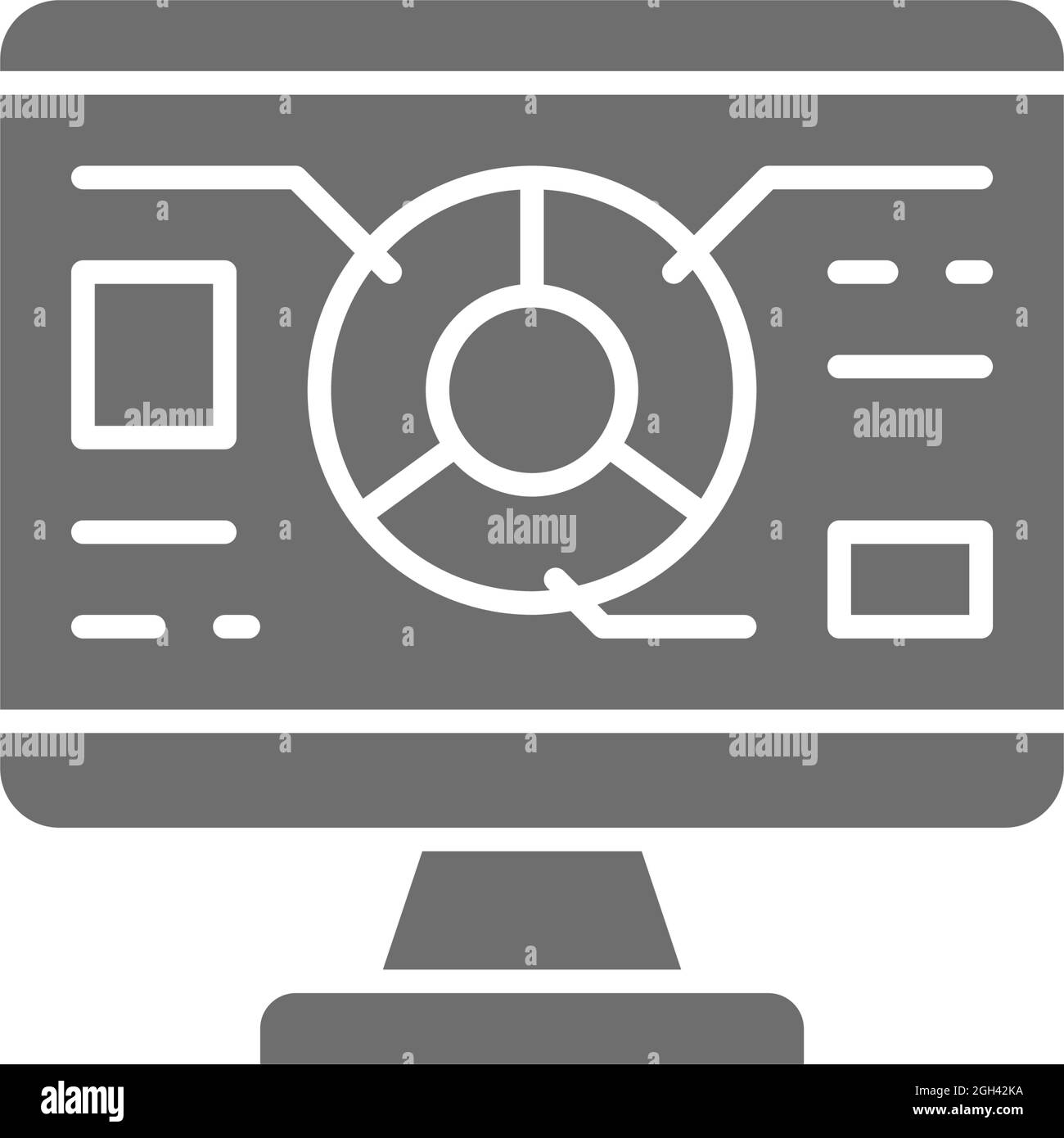 Graph diagram in computer browser, programming, seo grey icon Stock ...
