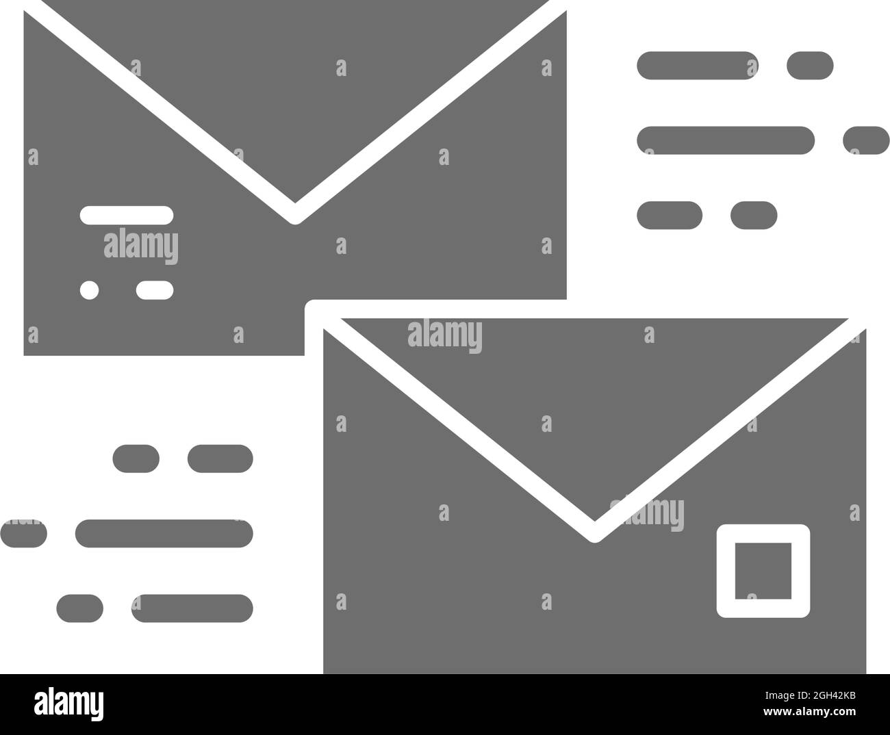 Letter, receive and send a message bubble, chatting, communication grey ...
