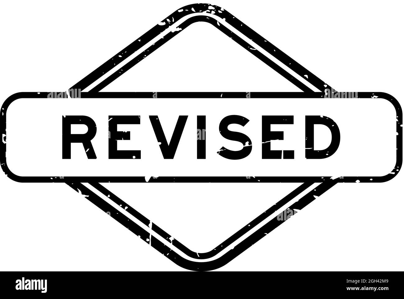 Grunge black revised word rubber seal stamp on white background Stock ...