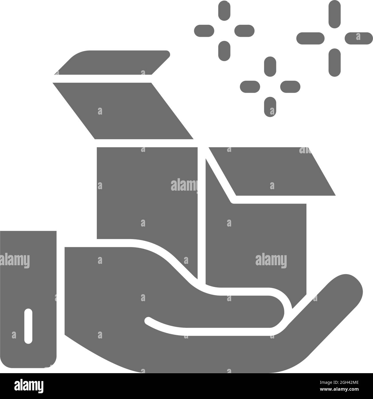 Hand hold box, delivery, gift, parcel grey icon Stock Vector Image ...