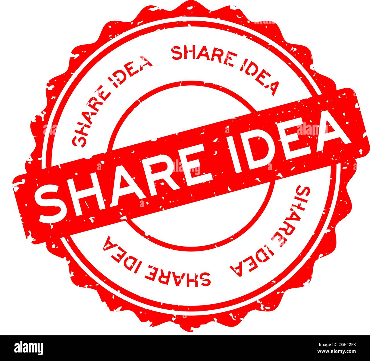 Grunge red share idea word round rubber seal stamp on white background ...