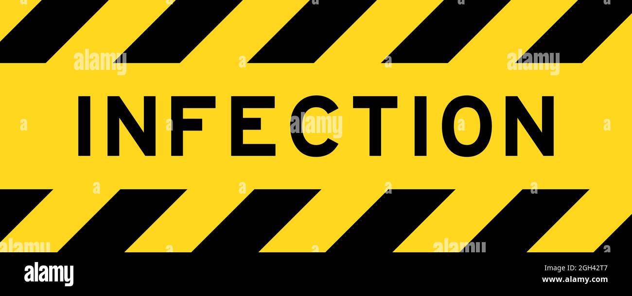 Yellow and black color with line striped label banner with word ...