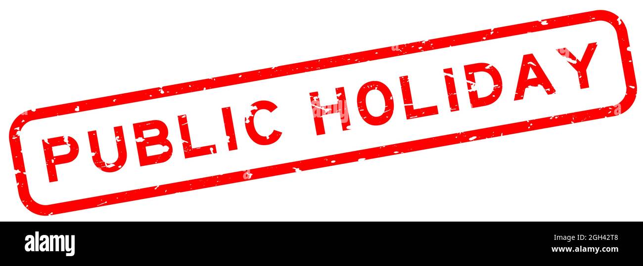 Grunge red public holiday word square rubber seal stamp on white ...