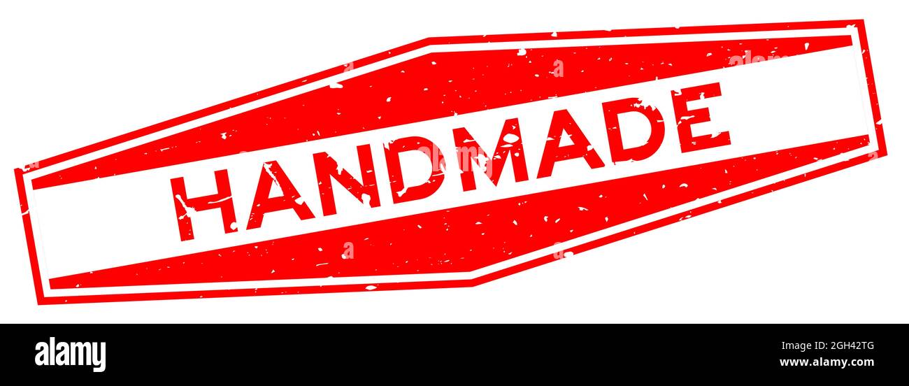 Grunge red handmade word hexagon rubber seal stamp on white background Stock Vector Image & Art ...
