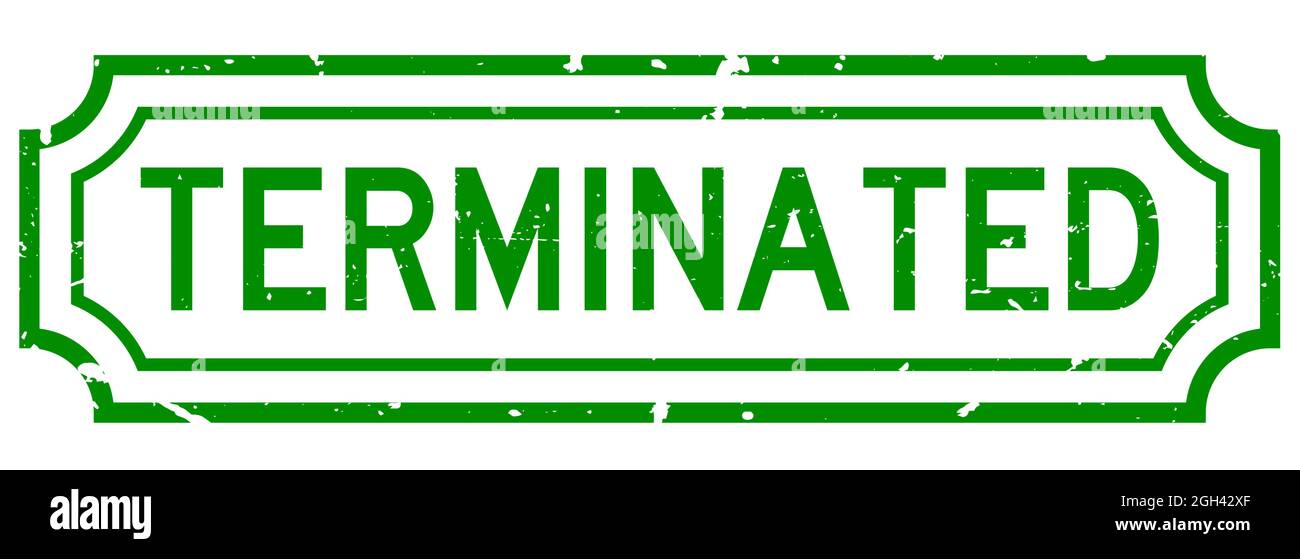 Grunge green terminated word rubber business seal stamp on white ...