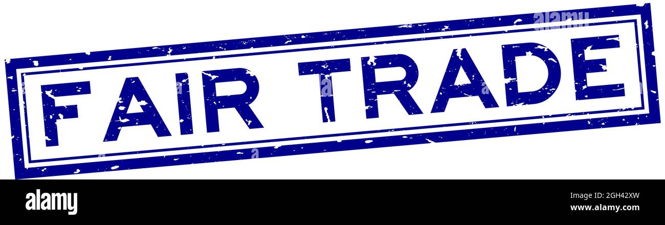 Grunge blue fair trade word square rubber seal stamp on white background Stock Vector Image ...