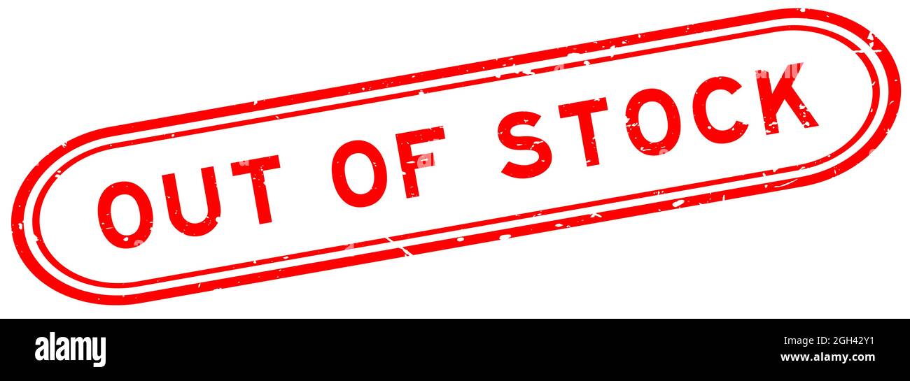 Grunge red out of stock word rubber seal stamp on white background ...