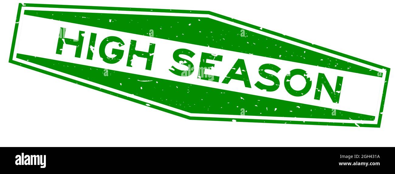 Grunge green high season word hexagon rubber seal stamp on white background Stock Vector Image ...
