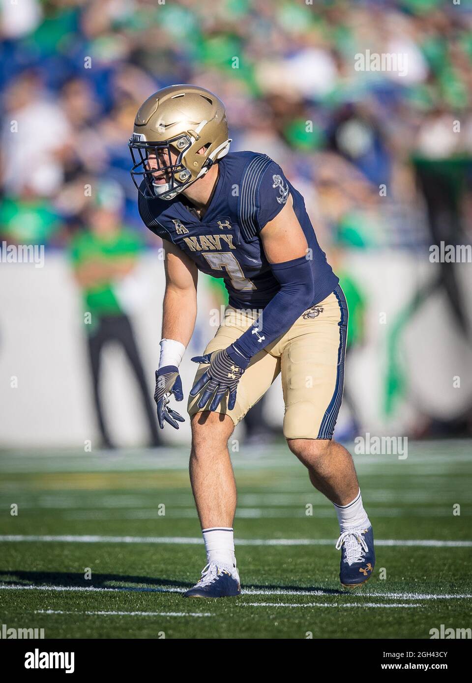 September 4, 2021: Navy Midshipmen safety Kevin Brennan (7) lines up ...