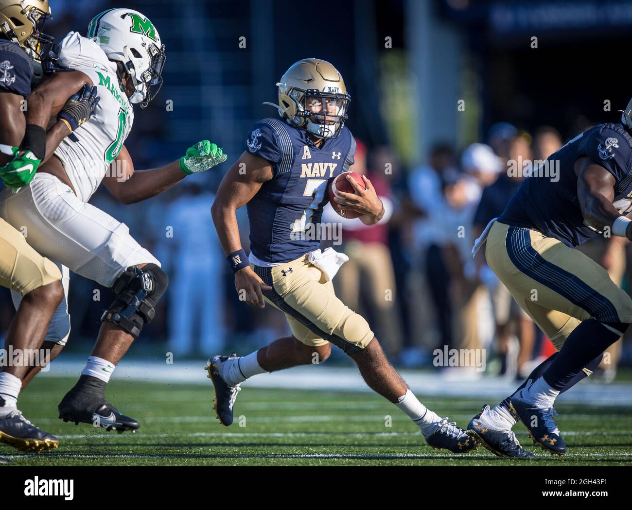 September 4, 2021: Navy Midshipmen quarterback Xavier Arline (7) looks ...