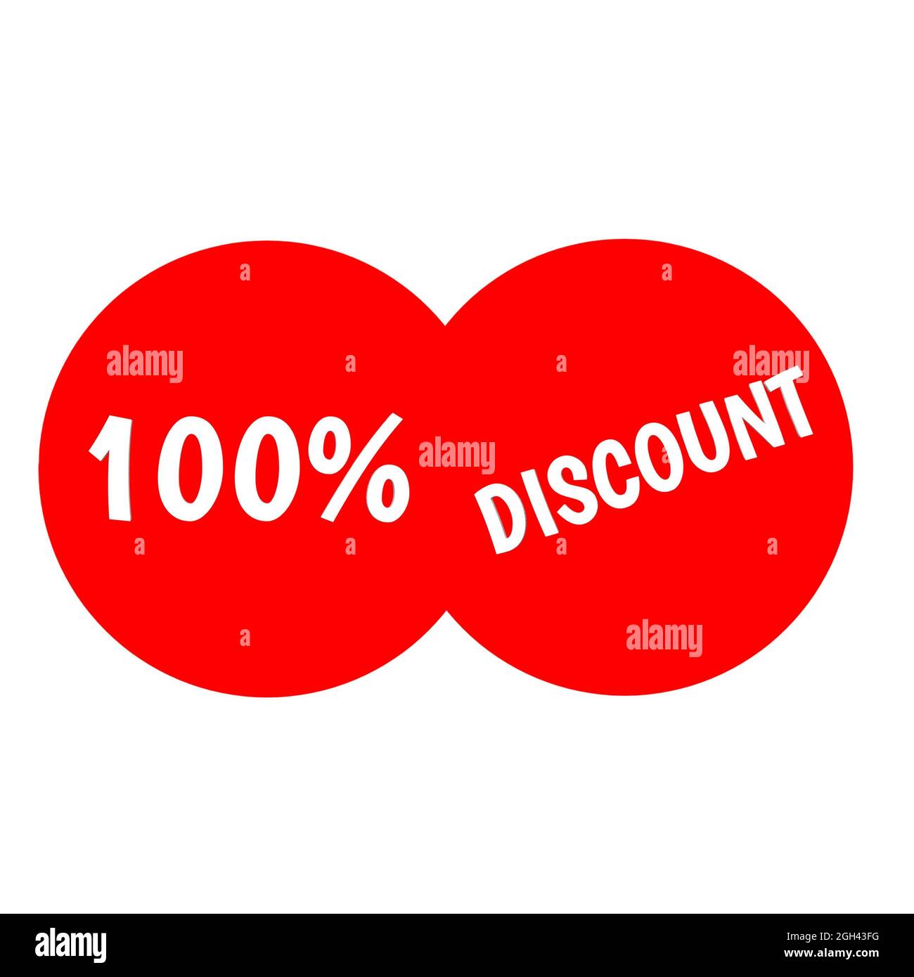 100 percentage discount circle red sticker white letters background ...