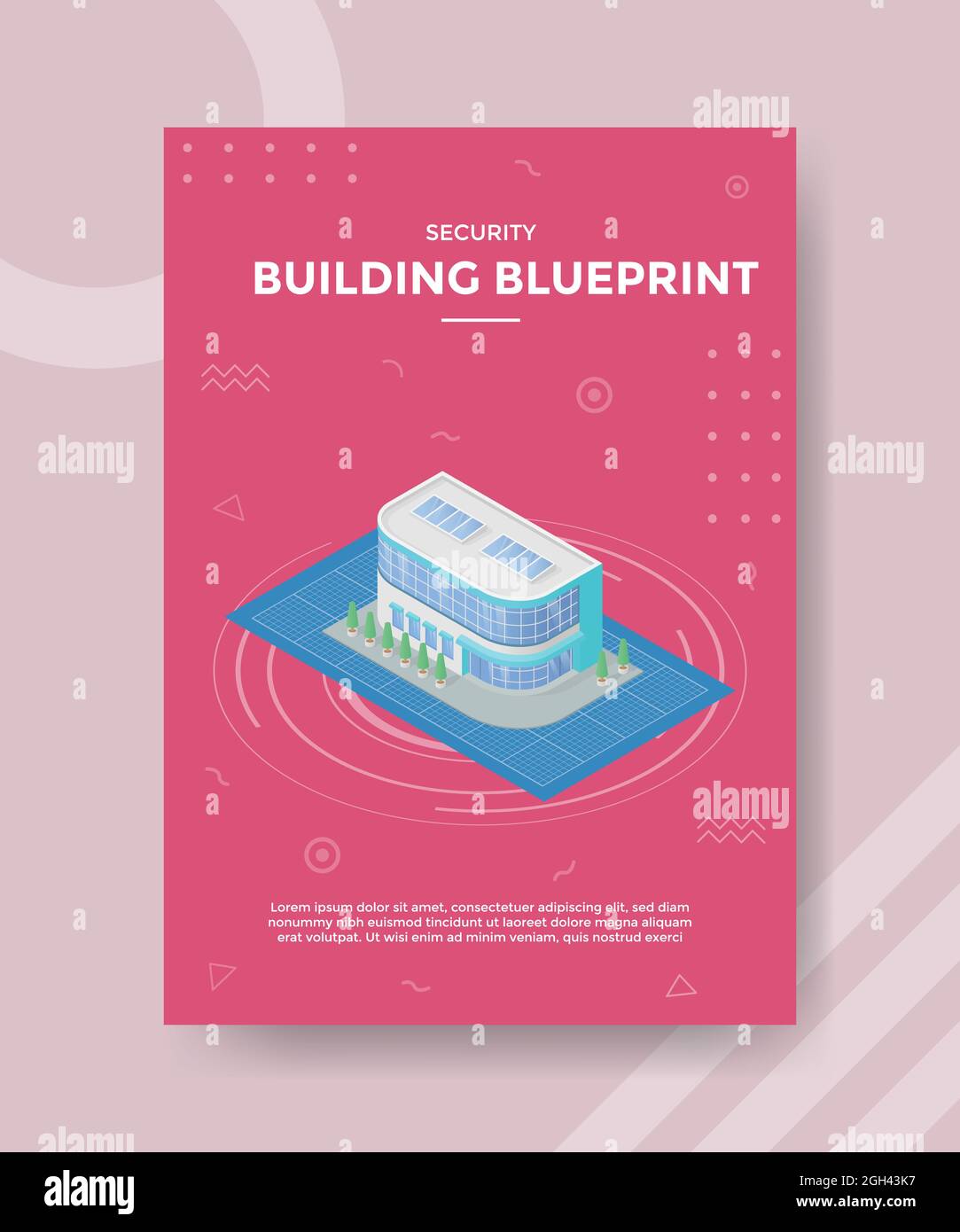 building blueprint concept for template banner and flyer with isometric ...