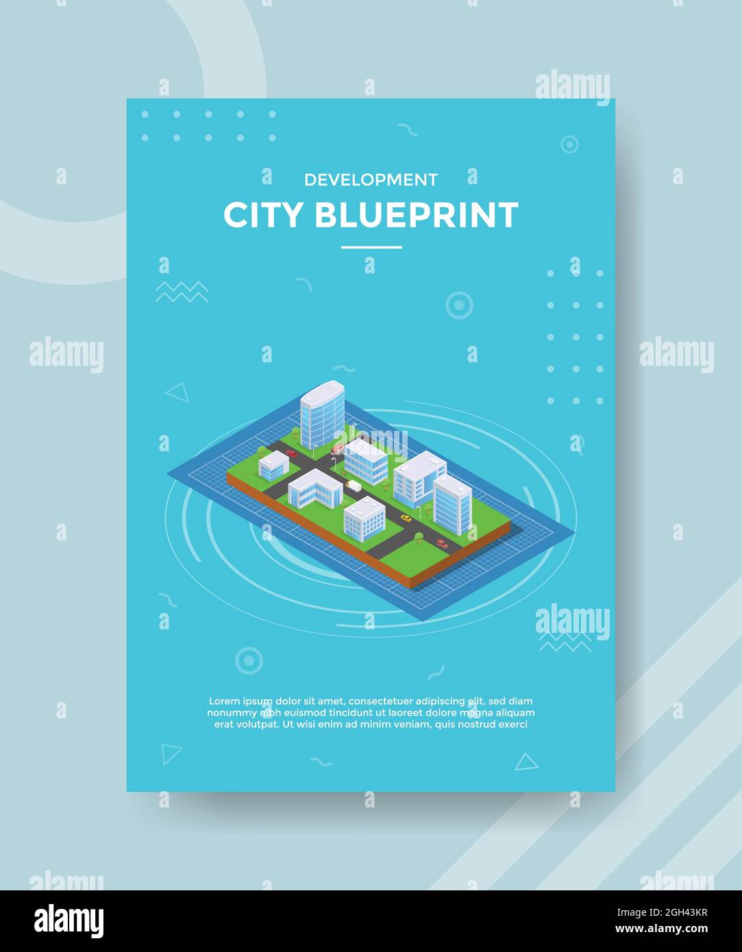 city blueprint concept for template banner and flyer with isometric ...