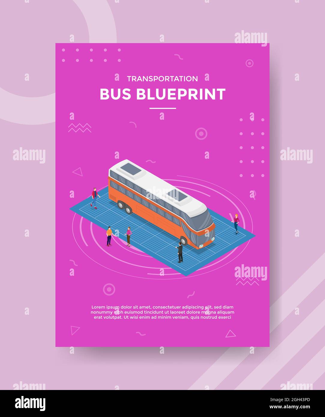 bus blueprint concept for template banner and flyer with isometric ...