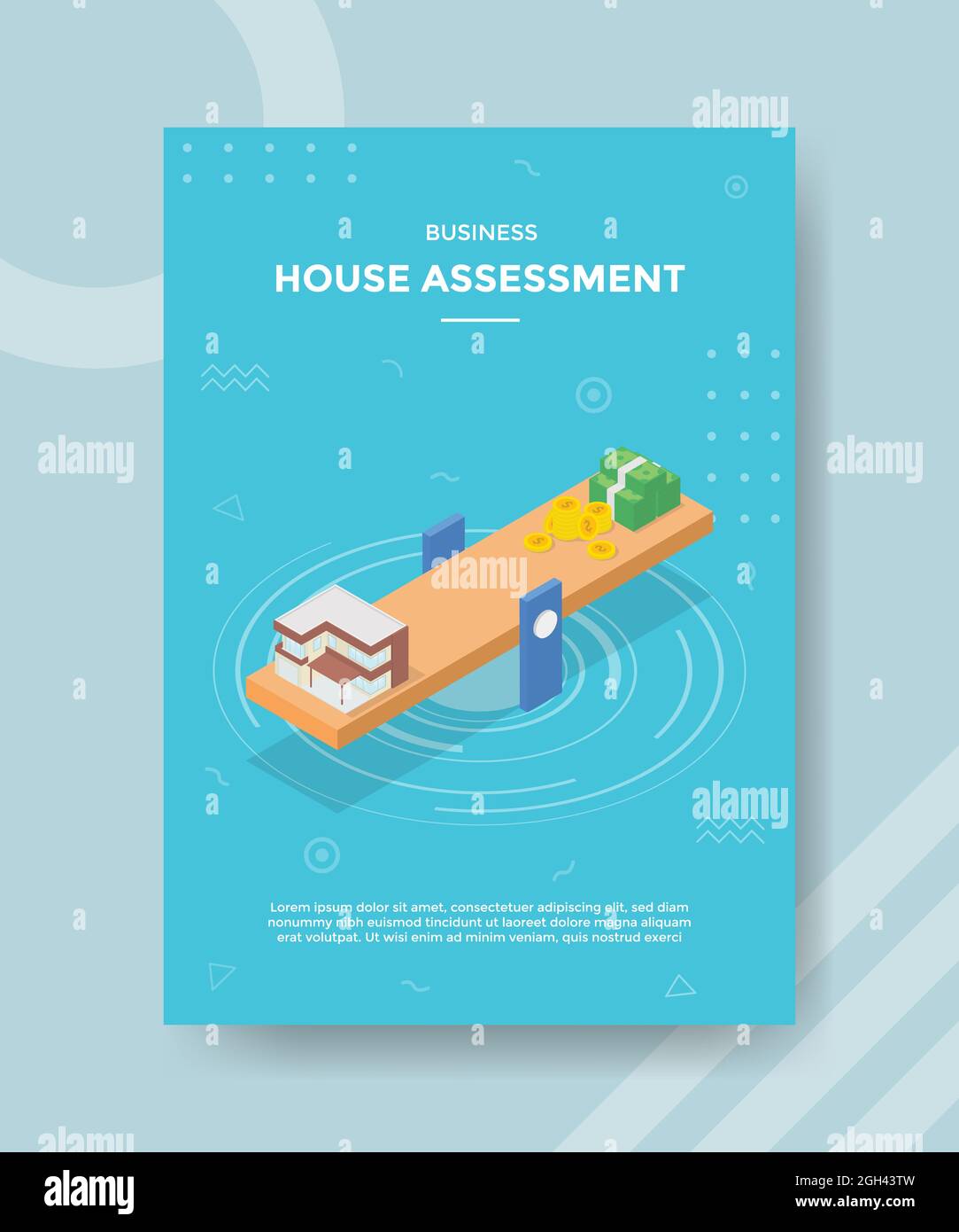 house assessment concept for template banner and flyer with isometric ...