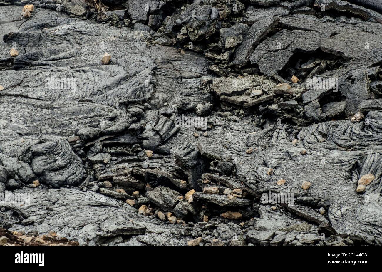 A high angle shot of a landscape with rough volcanic ash Stock Photo ...
