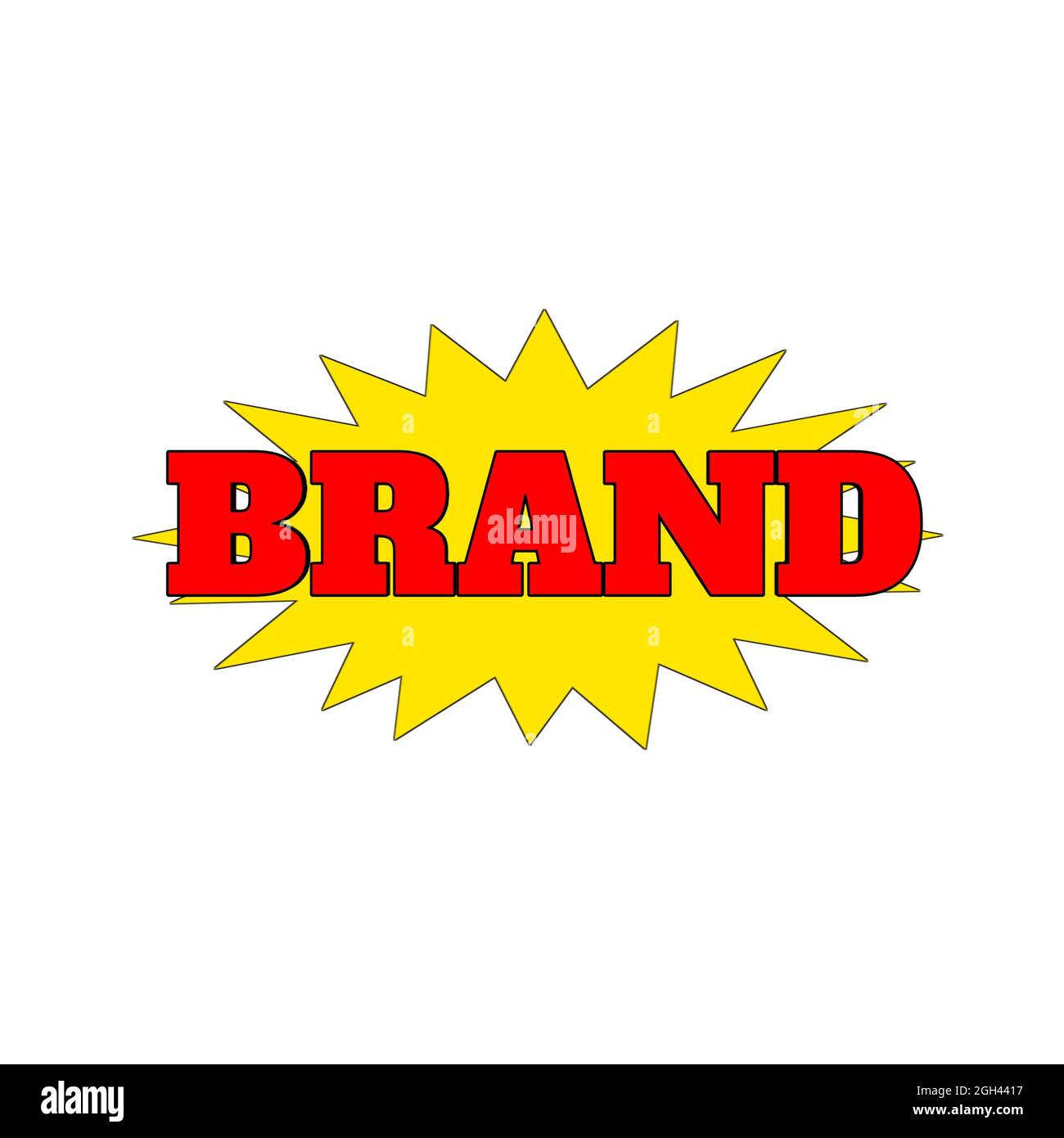 Brand stickers yellow star brust and red letters icon 3d Stock Photo ...