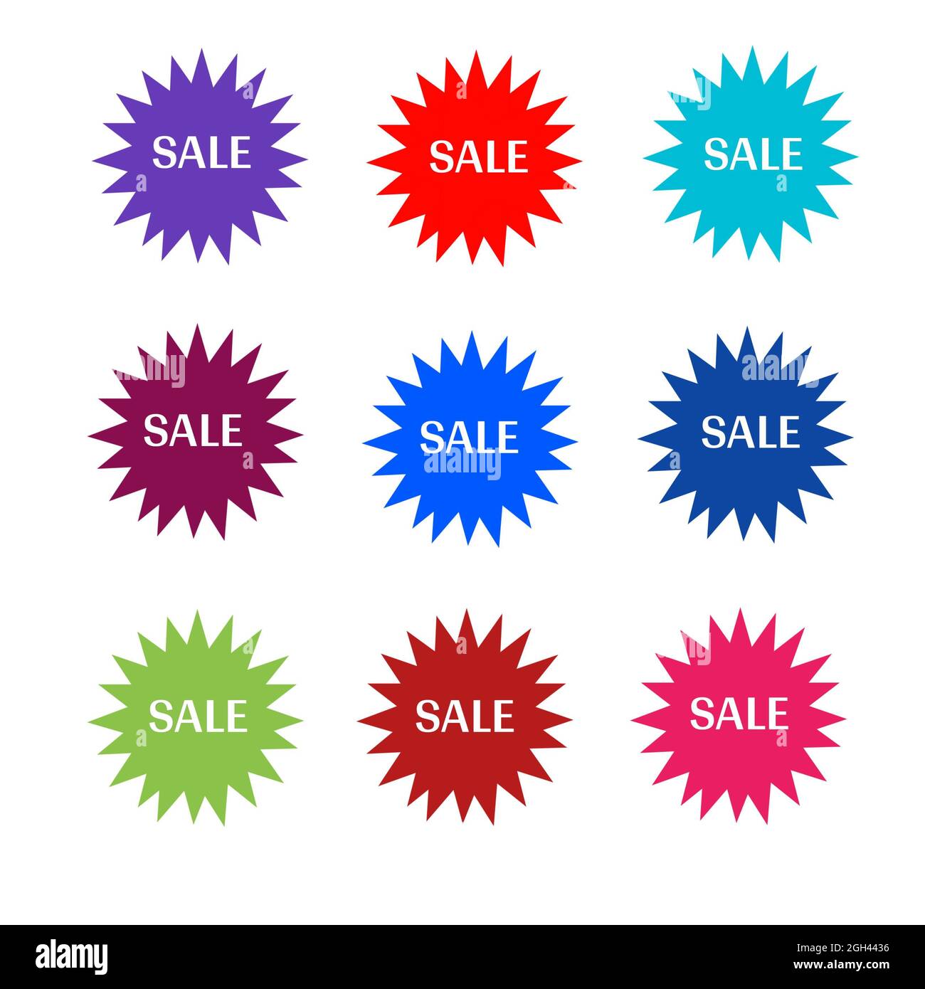 Sale stickers colorful star and white letters icon 3d Stock Photo - Alamy
