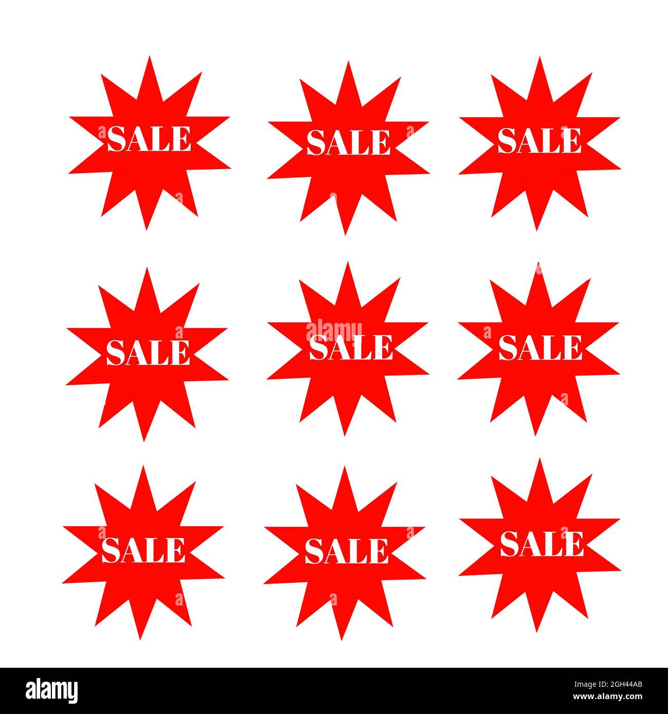 Sale stickers colorful star and white letters icon 3d Stock Photo - Alamy