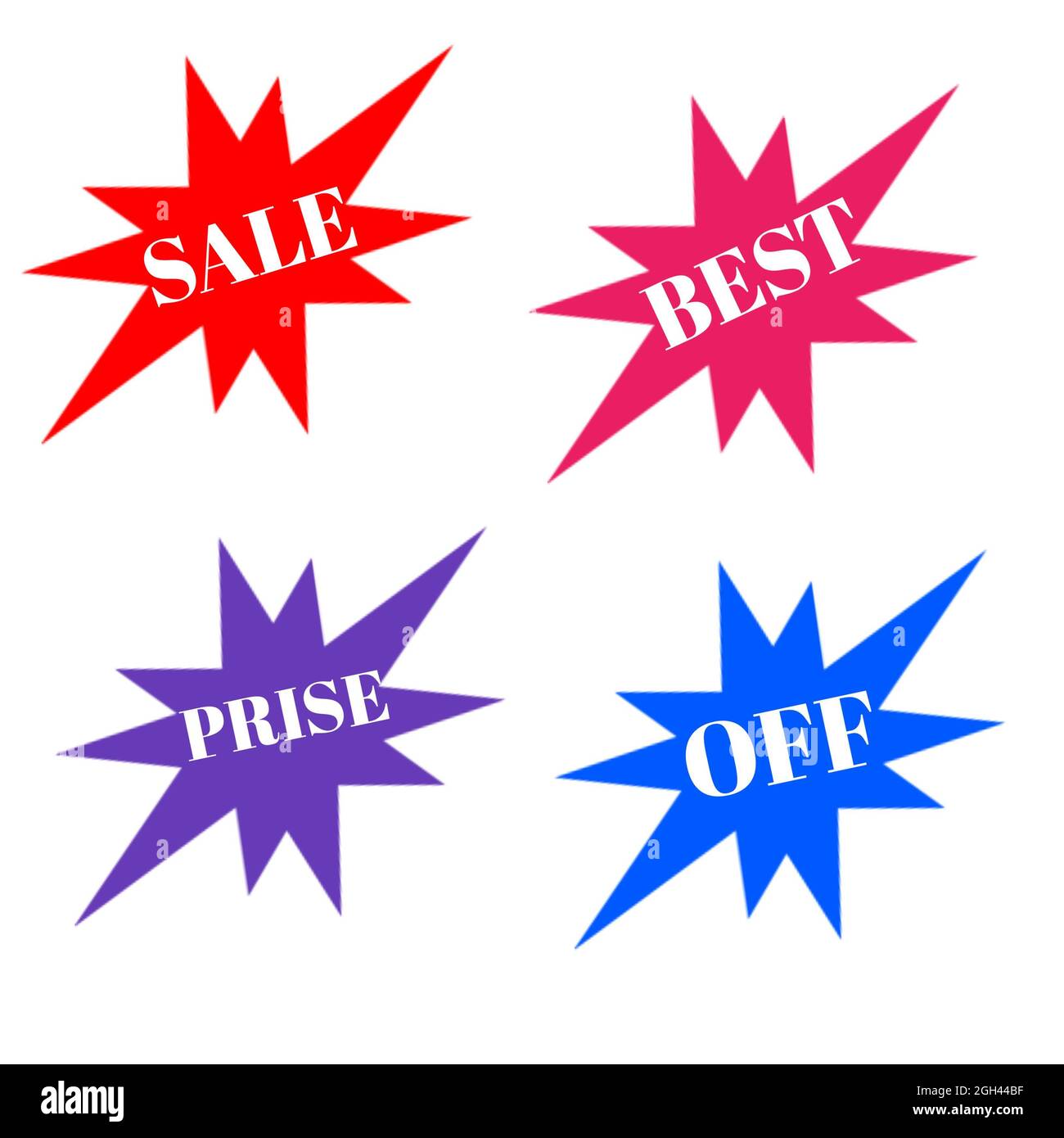 Sale stickers colorful star and white letters icon 3d brand and ...