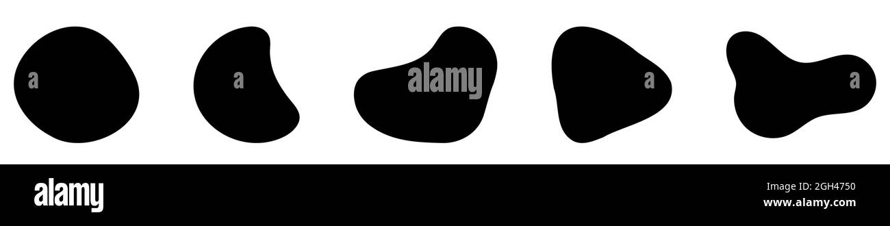 Set of random blotch, inkblot. Organic blob, blot, speck shape. Basic ...