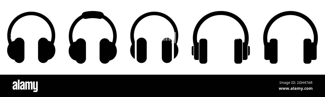 Black headphone icons set. Vector illustration Stock Vector Image & Art ...