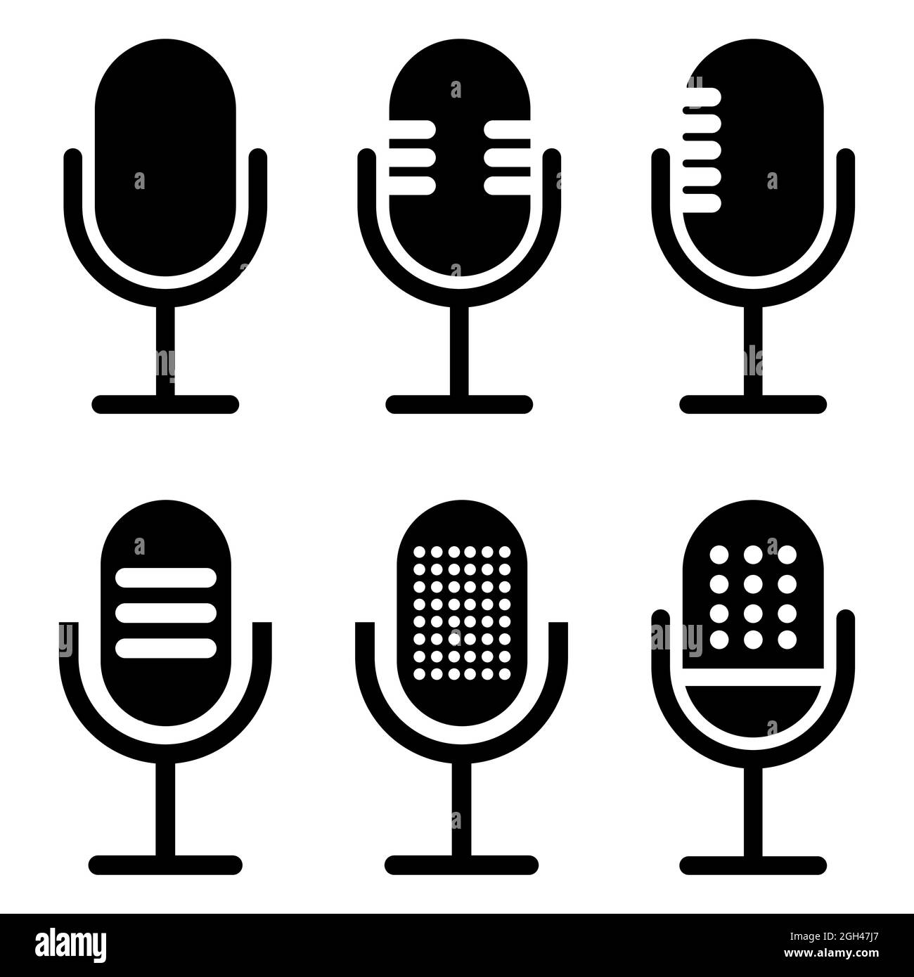 Microphone icon set. Different microphone collection isolated on white ...