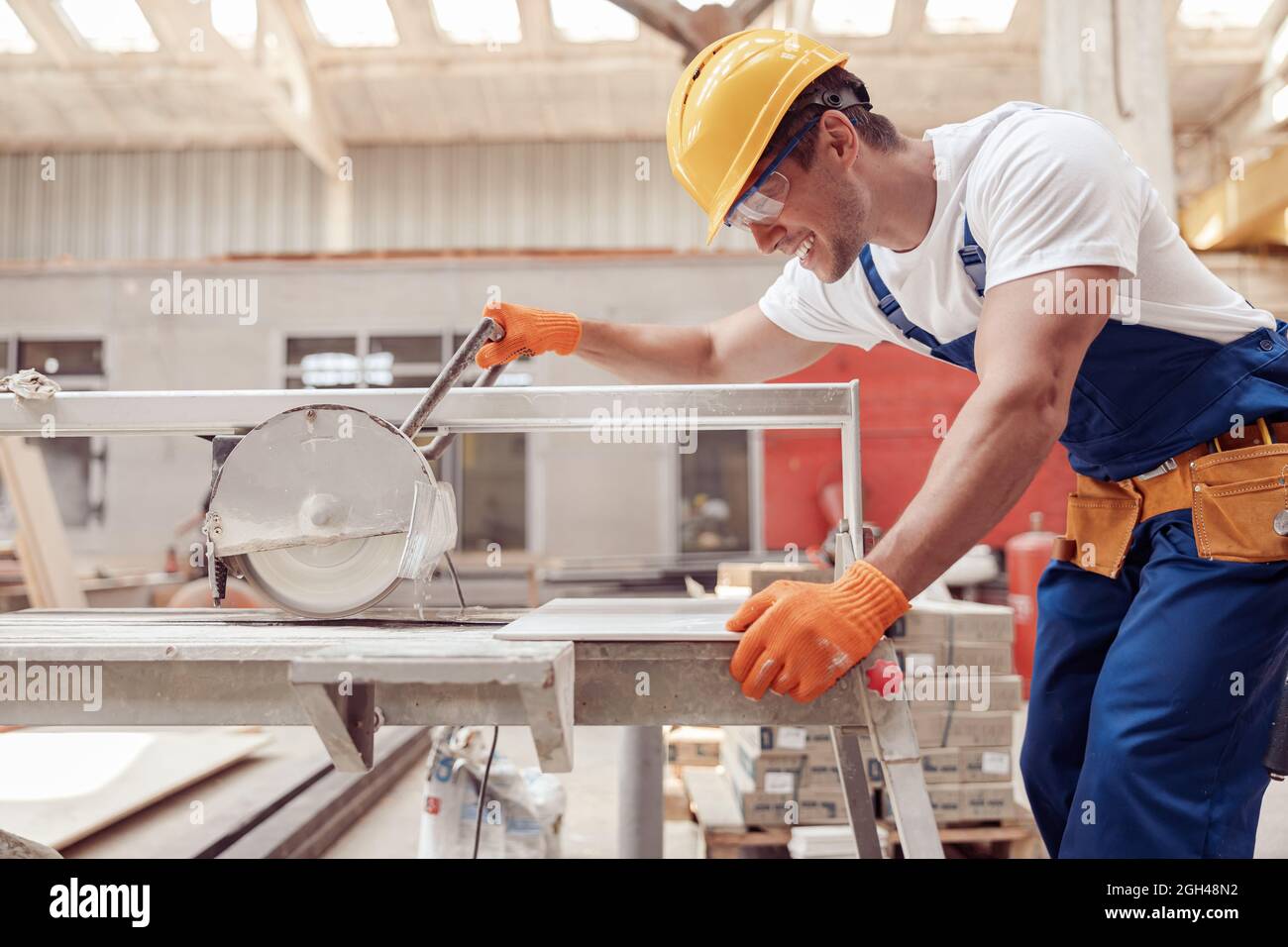 Joyful male engineer using hi-res stock photography and images - Alamy