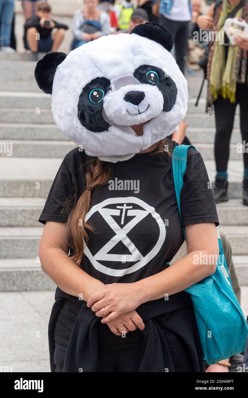 London, UK. 04th Sep, 2021. A Christian Rebellion activist dressed as a ...
