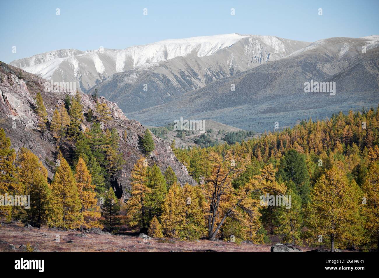 North Chui mountain range. Mountains are covered by ice and snow ...