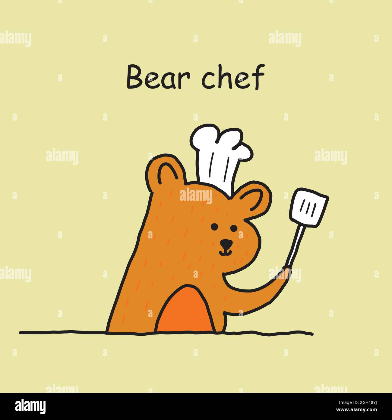 Hand drawn Bear Cooking cartoon Stock Vector Image & Art - Alamy