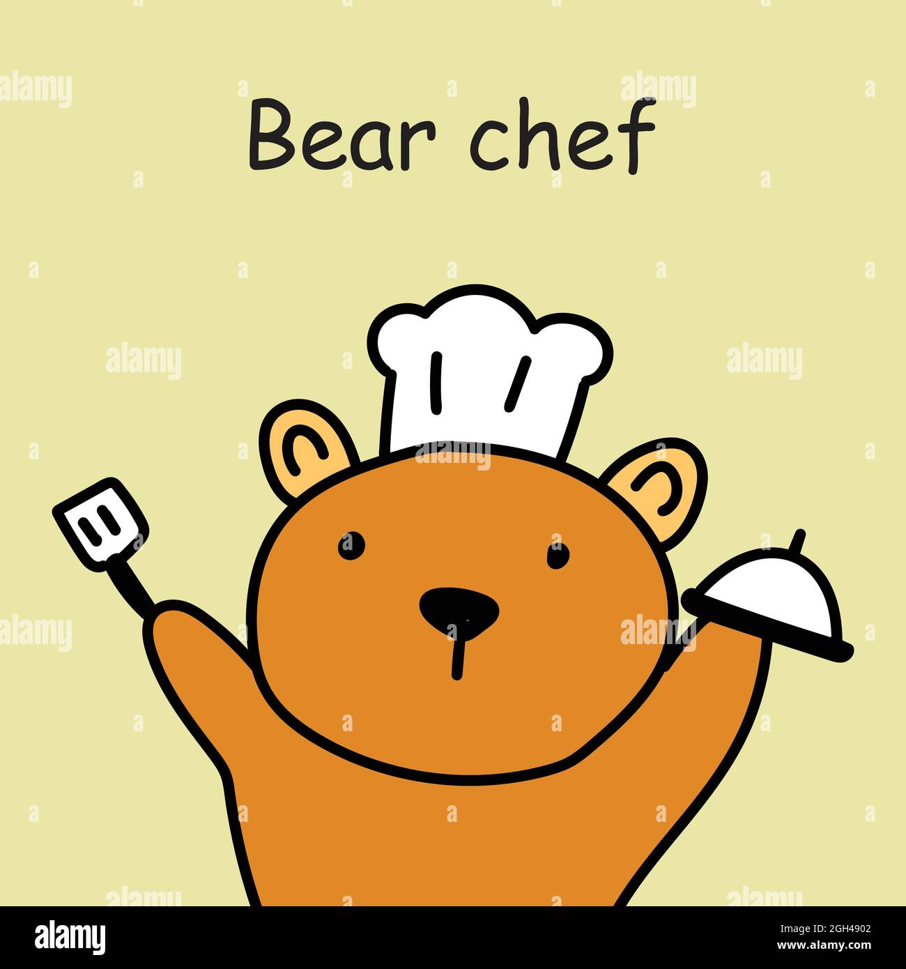 Hand drawn Bear Cooking cartoon Stock Vector Image & Art - Alamy