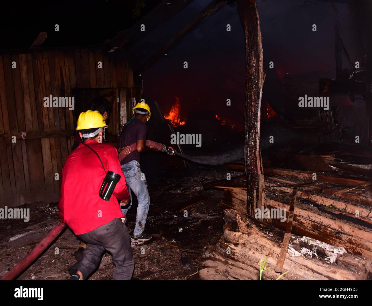 A wooden godown catches fire in the Madan Mahal area of Jabalpur ...