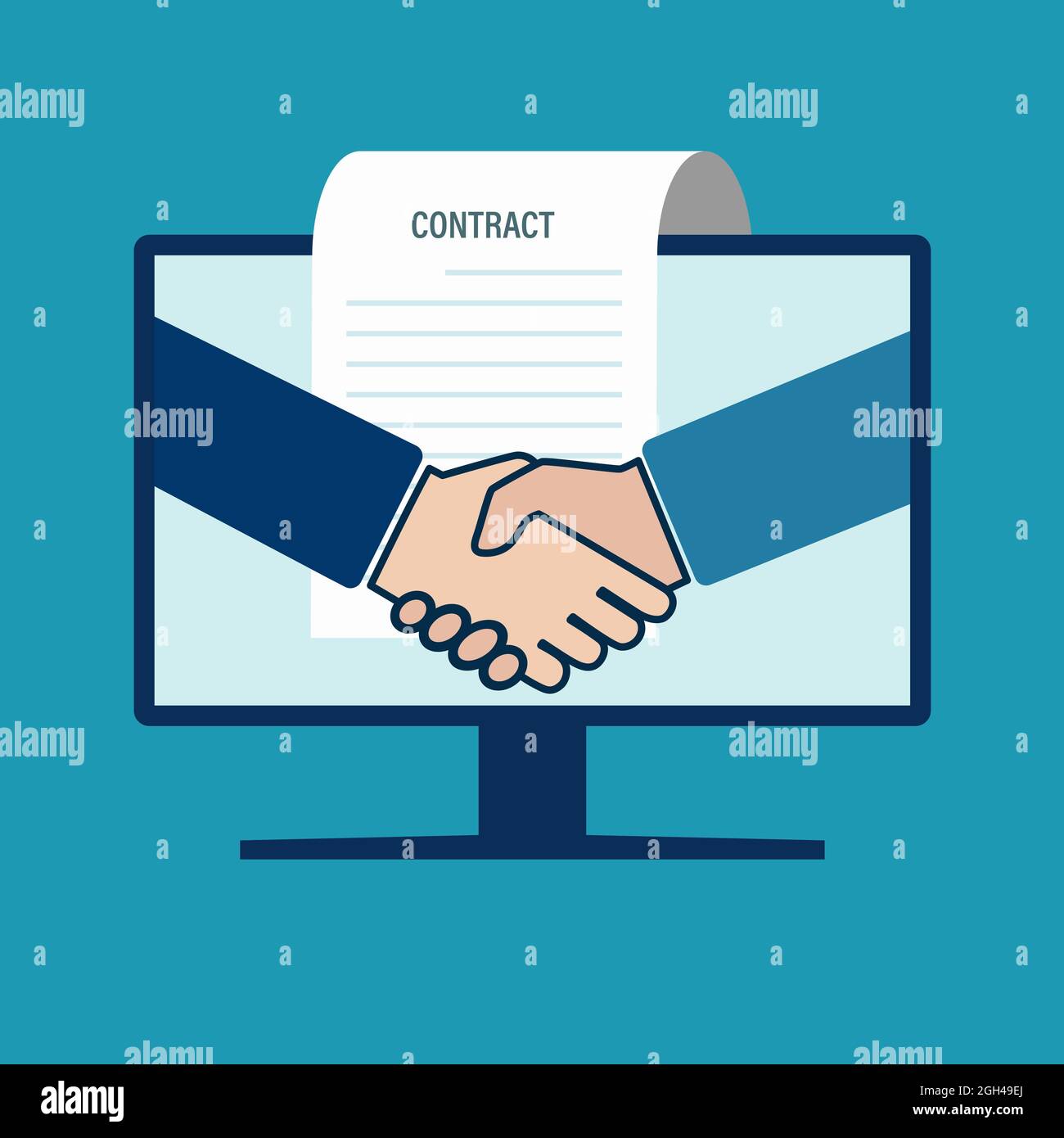 Electronic signing of a contract or agreement. A handshake on the ...