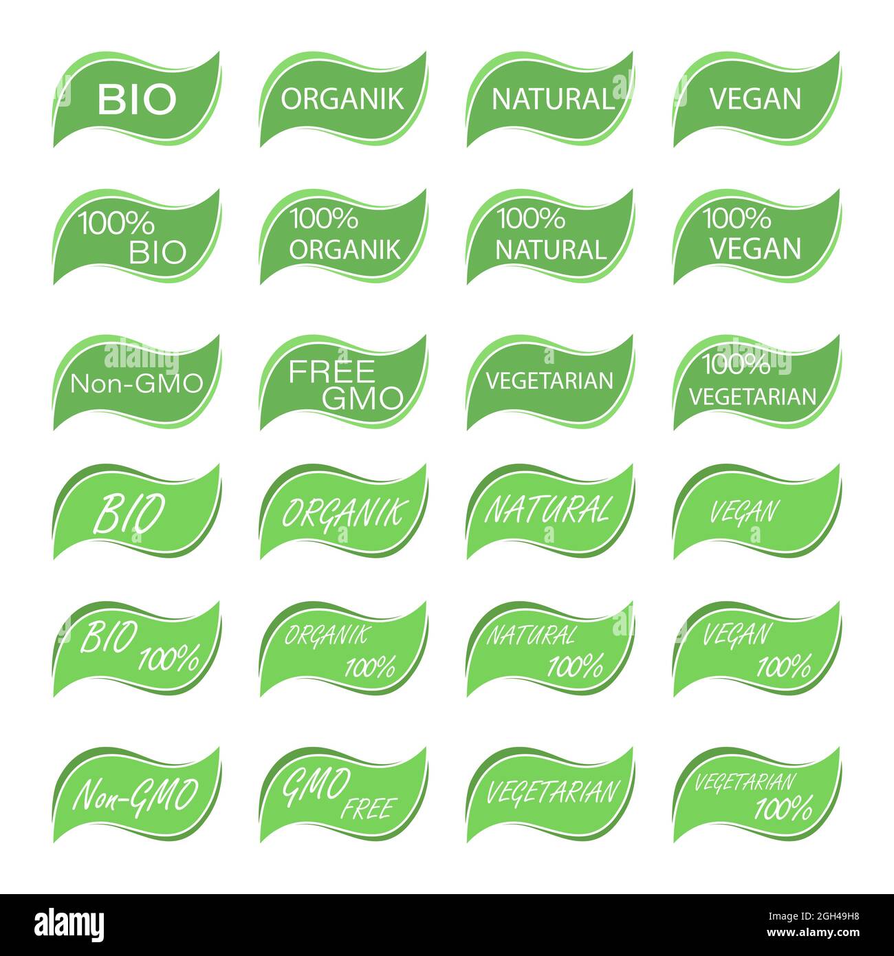 set of colored icons of natural food and natural products of plant ...