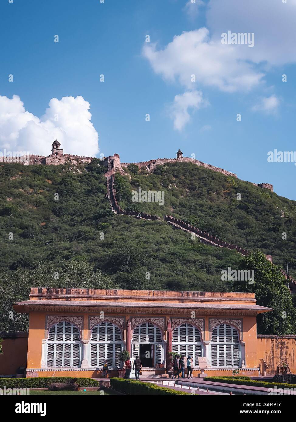 Jaipur, Rajasthan, India- September 27, 2020: A watchtower on the wall ...