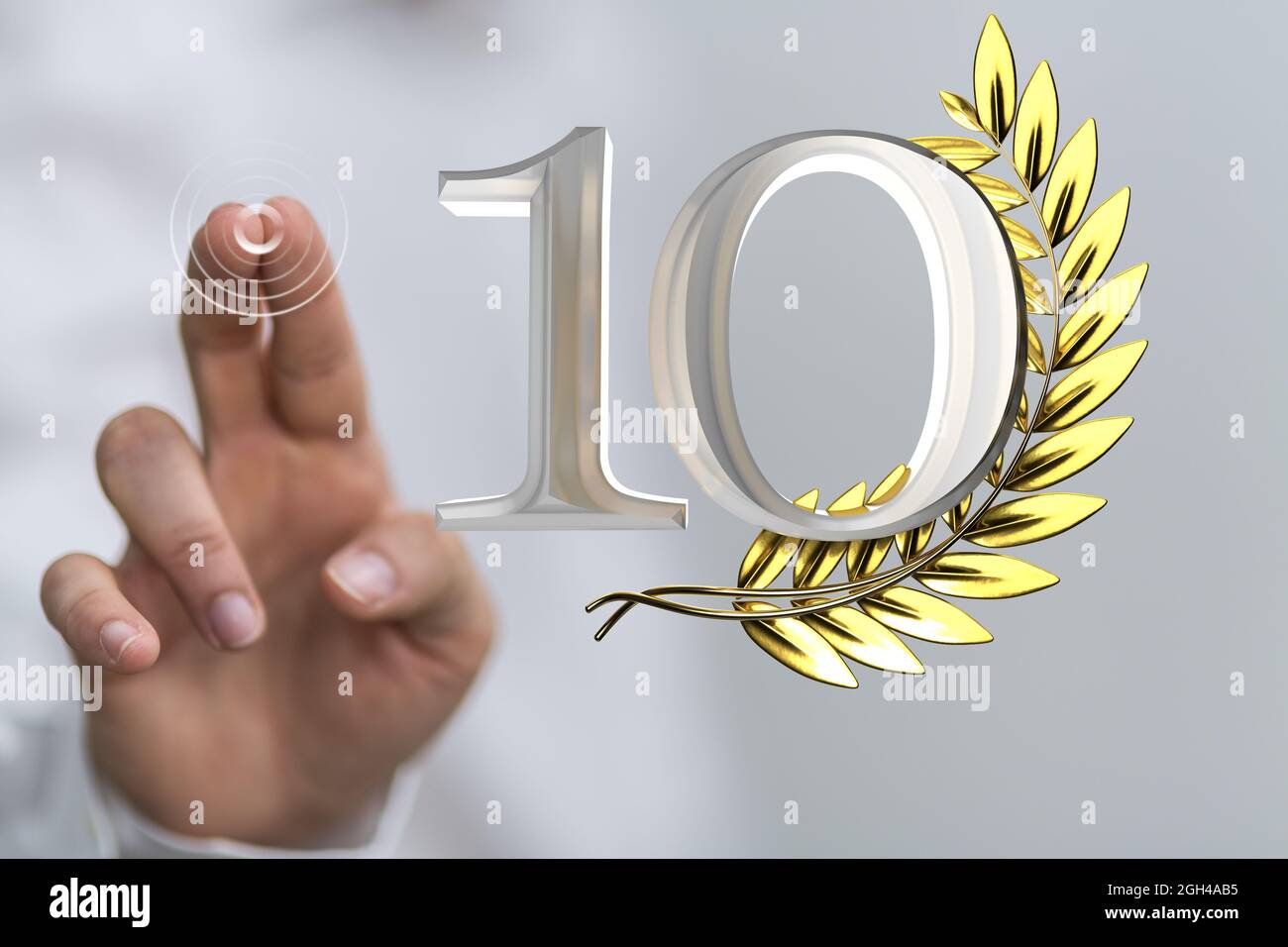 A digital 10 years anniversary award in a hand Stock Photo - Alamy