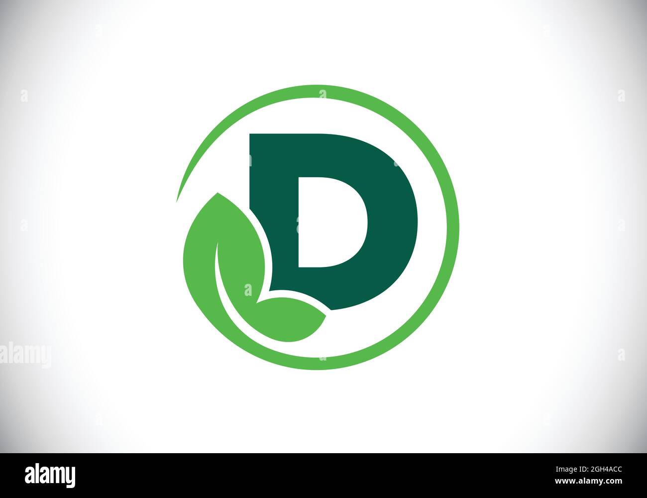 Initial D monogram alphabet with leaf. Eco-friendly logo concept. Font ...