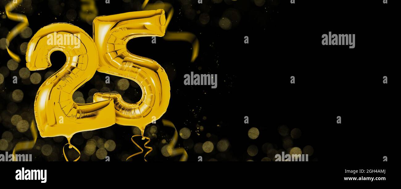 Golden balloons with copy space - Number 25 Stock Photo - Alamy