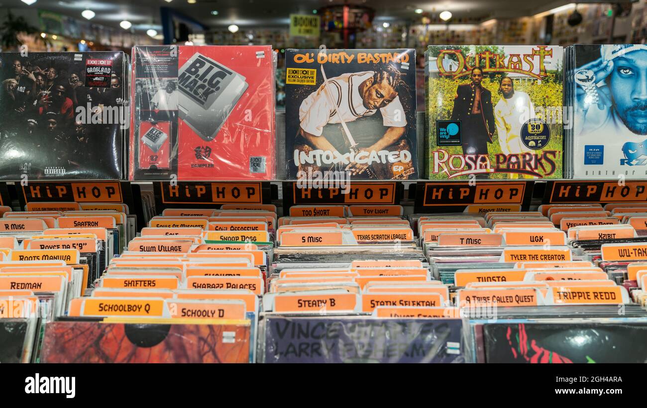 San Francisco, California, USA, August 2019: Music store with lots of ...