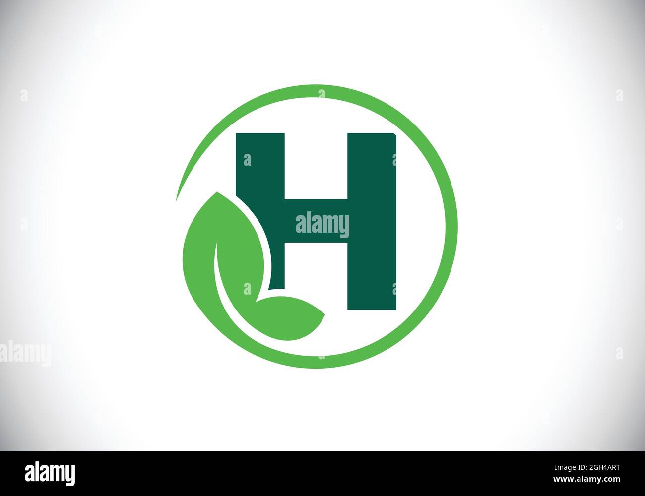 Initial H monogram alphabet with leaf. Eco-friendly logo concept. Font ...
