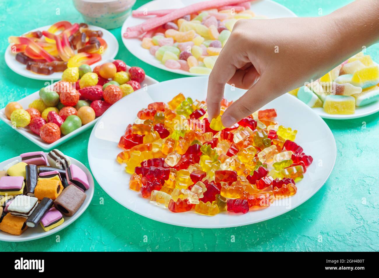 Gummy candies on hand close hi-res stock photography and images - Alamy