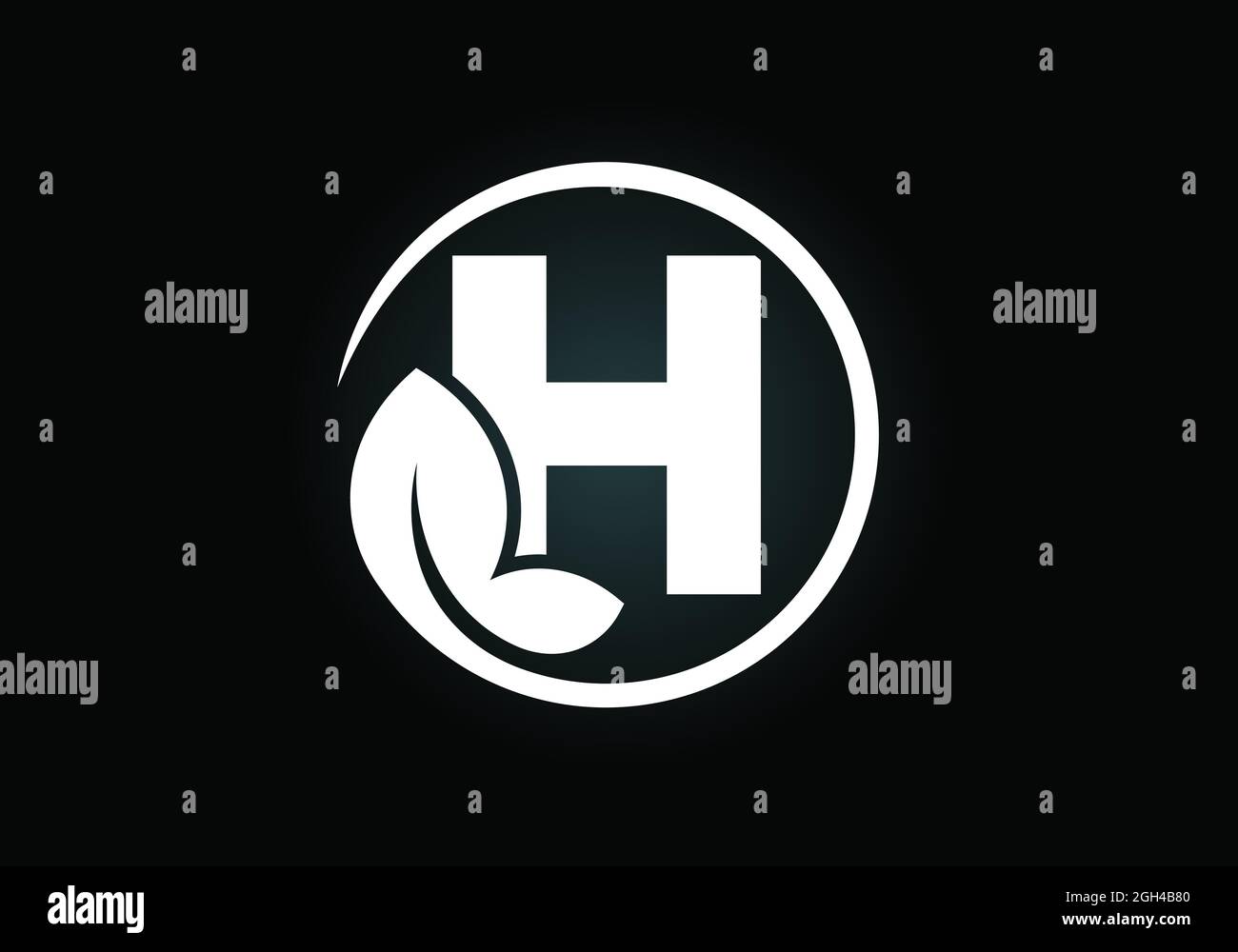 Initial H monogram alphabet with leaf. Eco-friendly logo concept. Font ...
