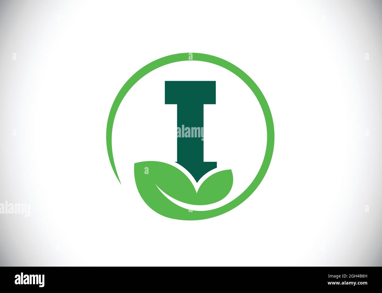 Initial I monogram alphabet with leaf. Eco-friendly logo concept. Font ...
