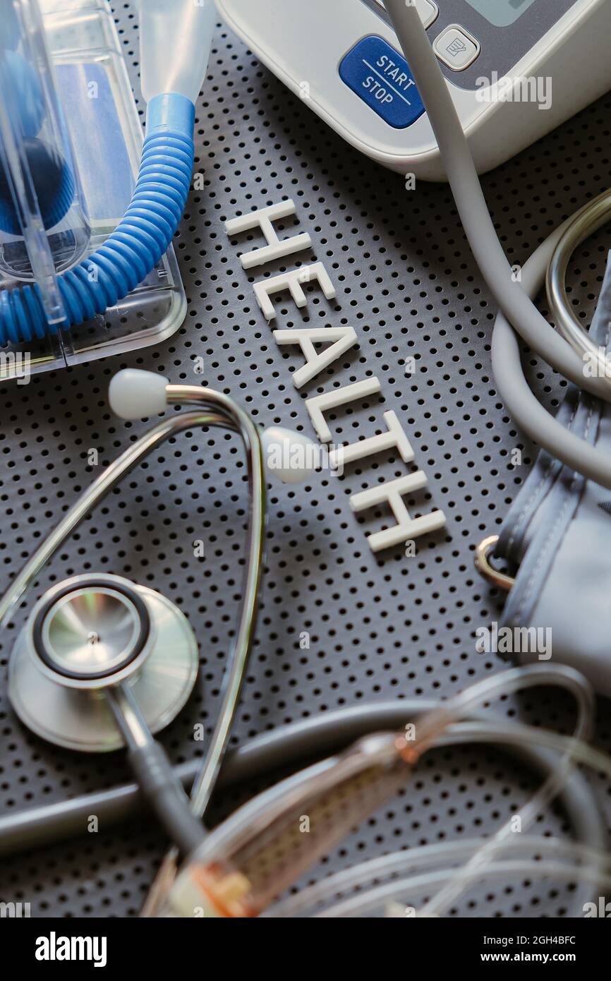 Concept image of Health background, health letters and medical ...